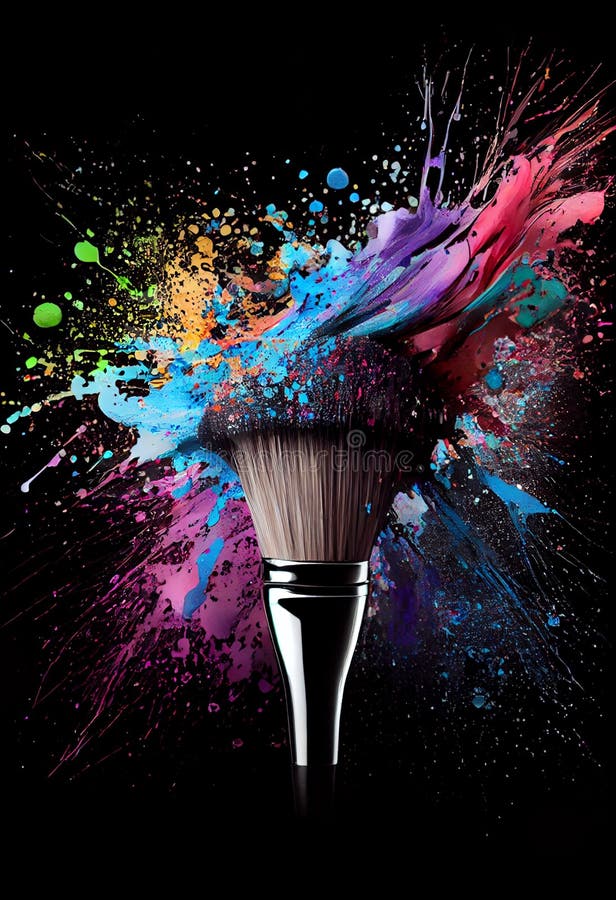 Make Up Brush with Splash of Colors Stock Illustration - Illustration ...