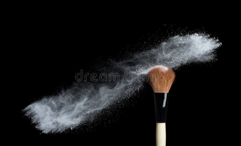 Make Up Brush with White Powder Isolated on White Stock Photo - Image ...