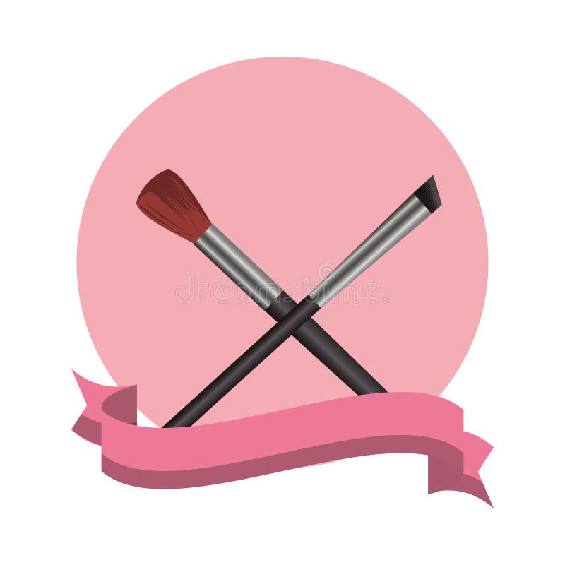 Make Up Brushes Crossed Elements Icons Stock Vector - Illustration of ...