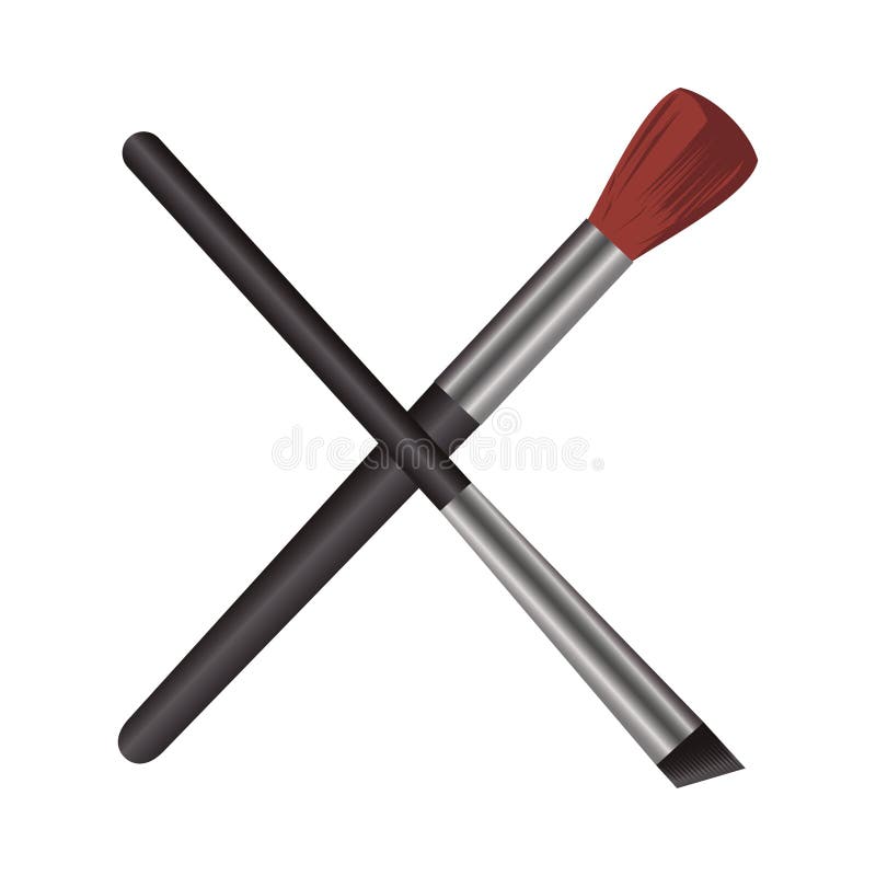 Make Up Brushes Crossed Elements Icons Stock Vector - Illustration of ...