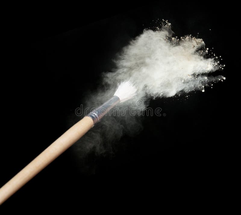 Make Up Brushes with Powder Stock Photo - Image of feminine, powder ...
