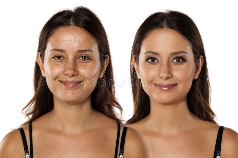 Before and after make up stock photo. Image of isolated - 84599084