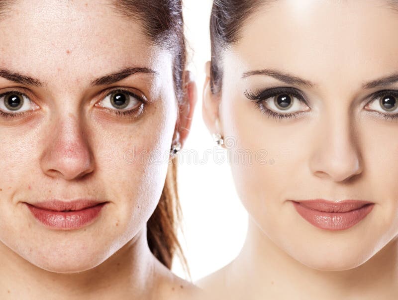Before and after make up stock photo. Image of cosmetic - 65576922