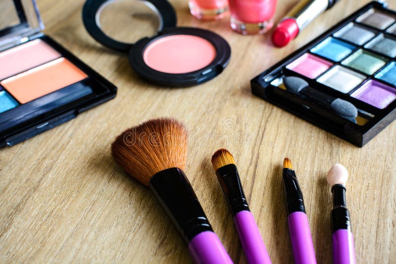 Make Up with Cosmetics and Brushes Stock Photo - Image of collection ...