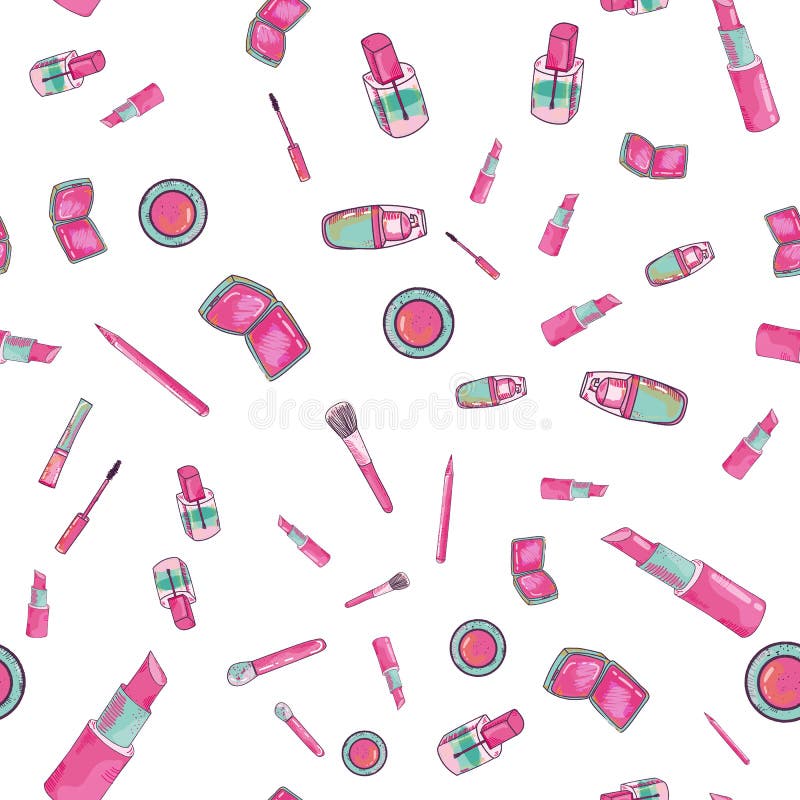 Set Make Up Object Seamless Texture Stock Illustrations – 23 Set Make ...