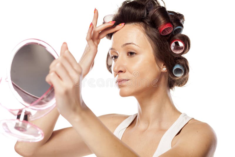 Make up and curlers stock image. Image of fingers, hair - 62343047