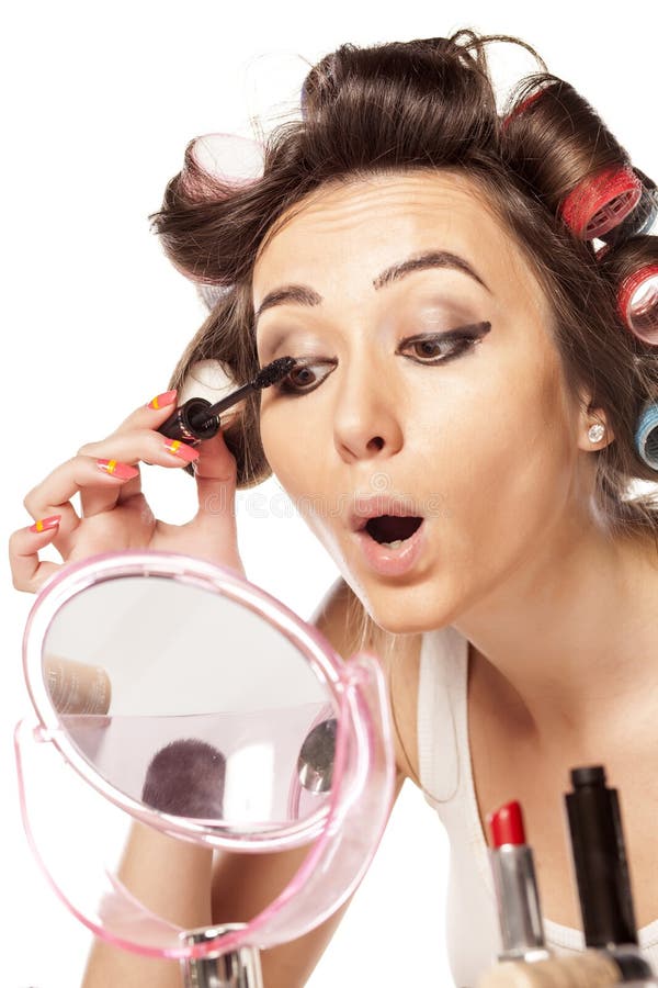 Make up and curlers stock image. Image of beautification - 62344753