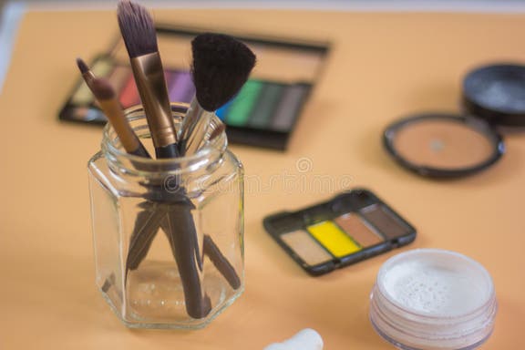 Make Up Elements on a Table Stock Image - Image of paper, concept ...