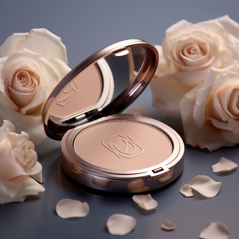 Make-up Face Powder and Rose Flowers Stock Illustration - Illustration ...