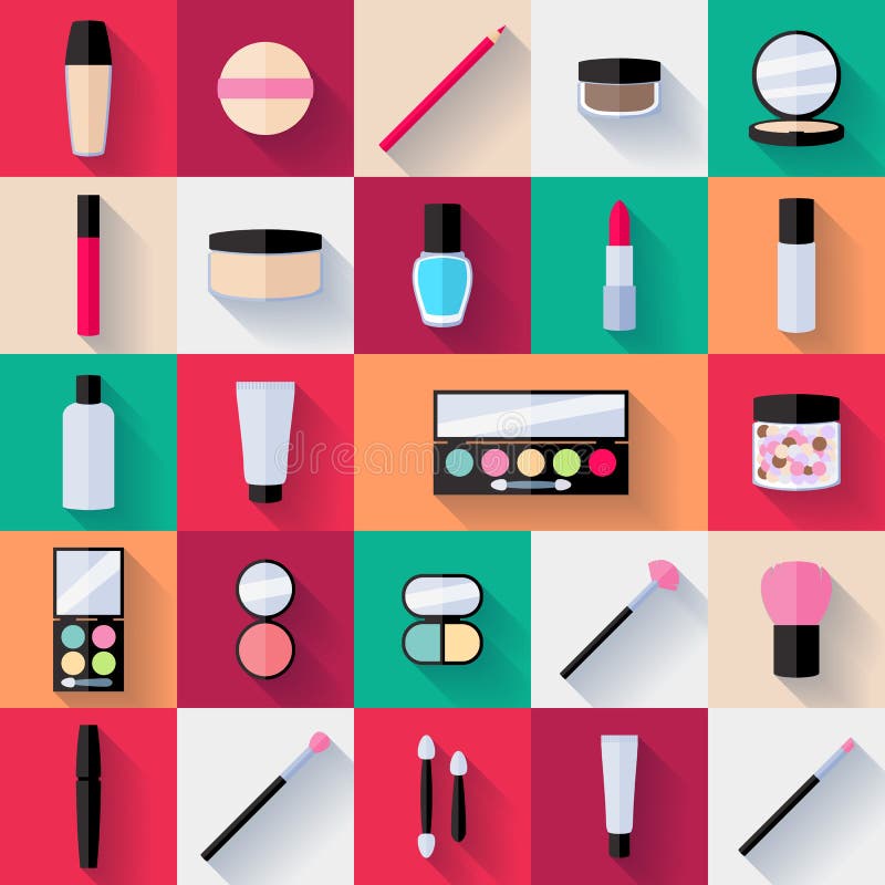 Make-up flat icons set stock vector. Illustration of elegance - 51976292