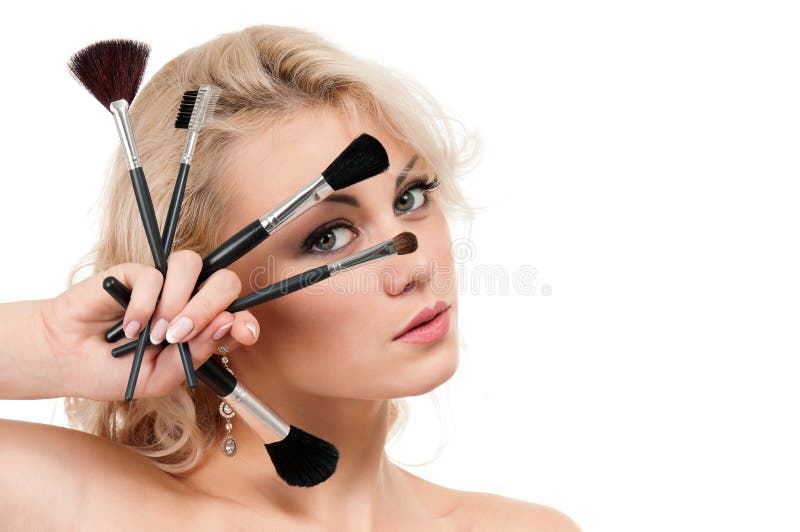 Make-up girl stock image. Image of attractive, gloss - 21497389