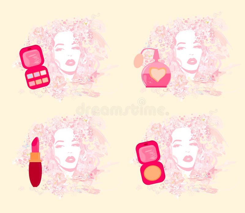 Make-up girl - poster set stock vector. Illustration of lifestyle ...