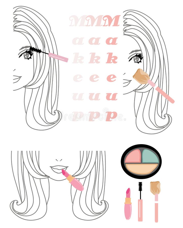 Make-up girl set stock vector. Illustration of cosmetic - 43877363