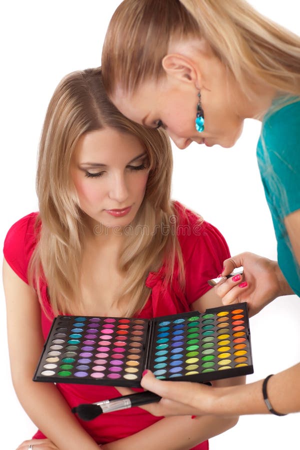 Make-up Girl Showing Range of Collors Stock Image - Image of elegance ...