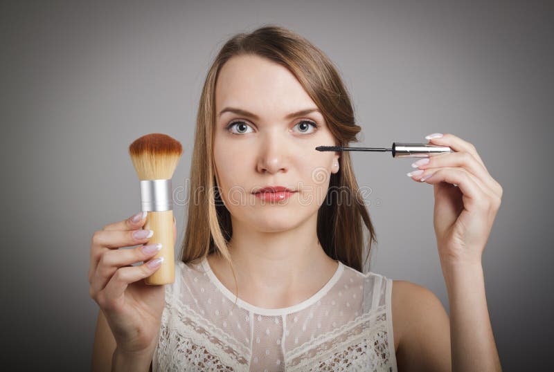 Make-up. Girl in white. stock image. Image of face, beauty - 46287601