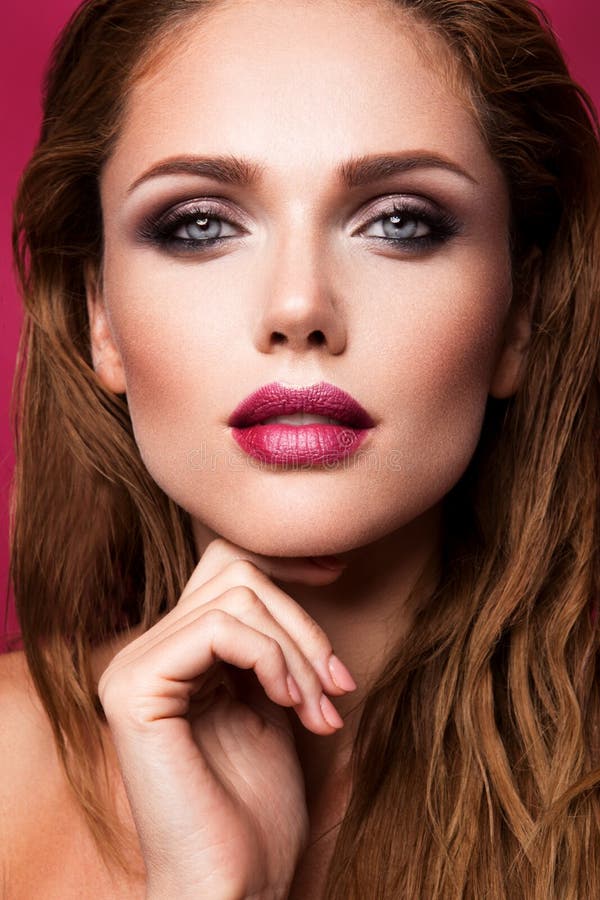 Make Up Glamour Portrait Of Beautiful Woman Model With Fresh Makeup