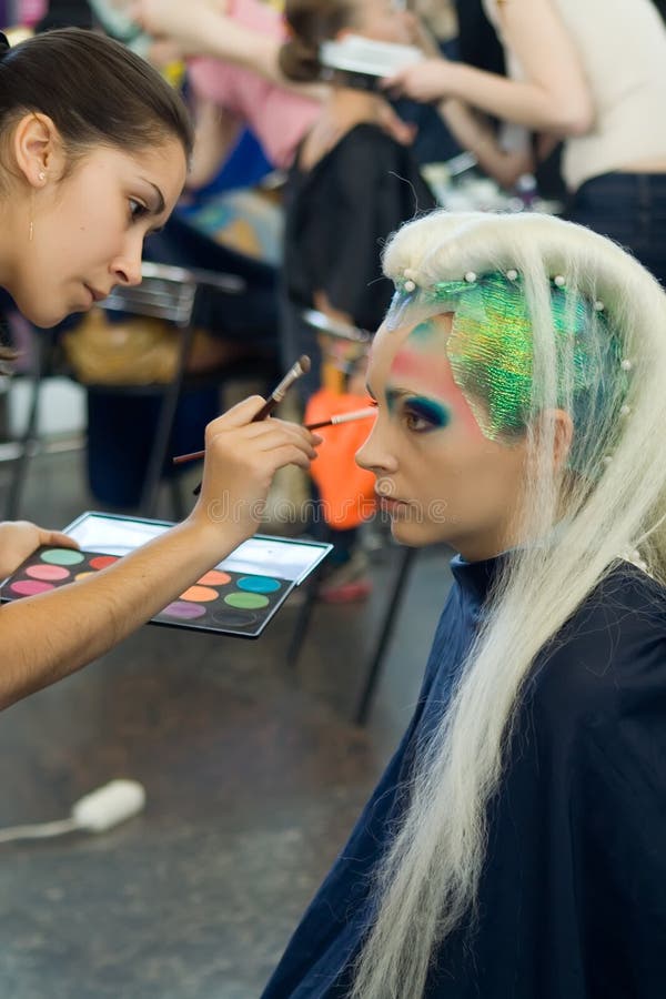 Make-up at Hairdress Contest Editorial Photography - Image of stylizing ...