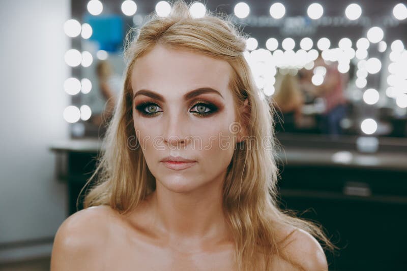 Make-up and Hairstyle for a Girl Stock Image - Image of color, contour ...