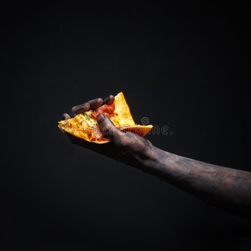 The Make-up Hand of the Zombies Holds the Broken Food of Fast Food ...