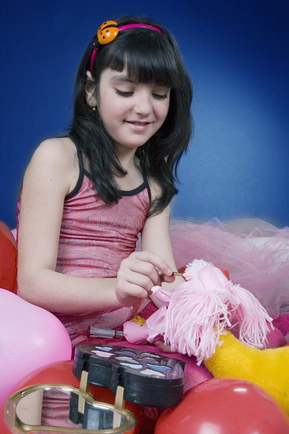 Make up hour stock image. Image of play, apply, pink, laughing - 619379