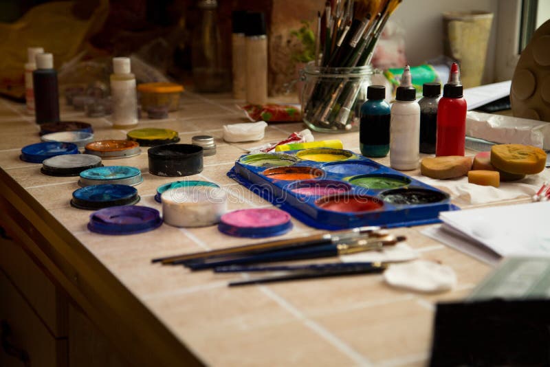 Make-up Kit for Professional Makeup. Eyeshadow Palettes, Set Stock ...