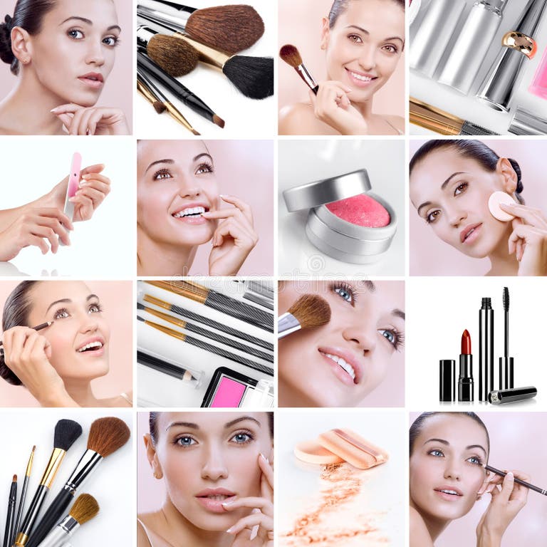 Make up mix stock photo. Image of eyeliner, collage, brush - 39651686