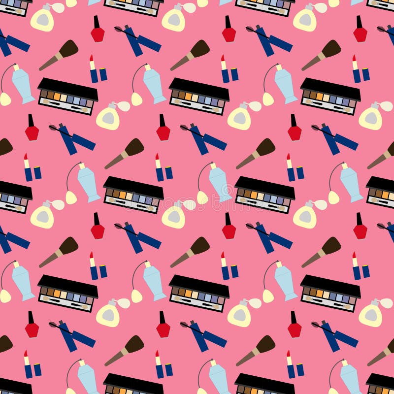 Glamorous Make-up Seamless Pattern Stock Vector - Illustration of ...