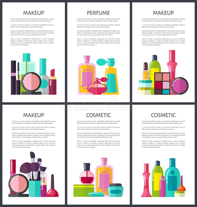 Make Up and Perfume Collection Vector Illustration Stock Vector ...