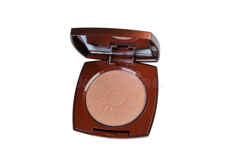 Make-up Powder in Box Isolated on White Stock Image - Image of beige ...