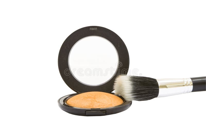 Make-up Powder Compact with Brush Isolated Stock Image - Image of ...