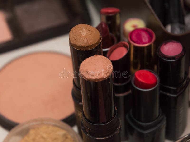 Make Up Powder and Lipstick Stock Image - Image of cosmetic, beauty ...