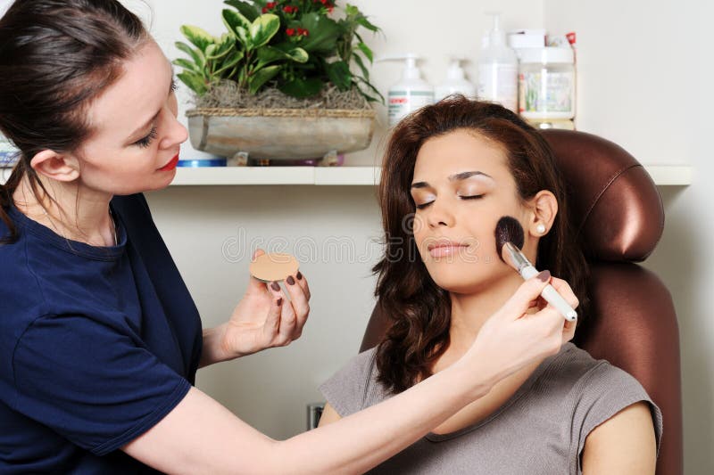 Make up process stock image. Image of model, applying - 274904977
