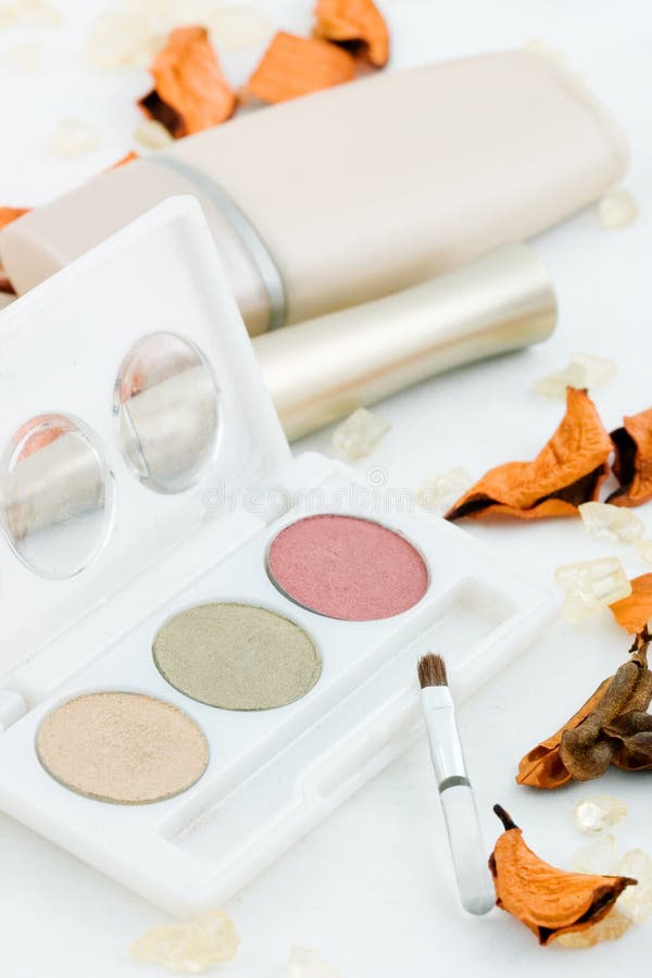 Set of Decorative Makeup Cosmetics on Colorful Background, Top View ...