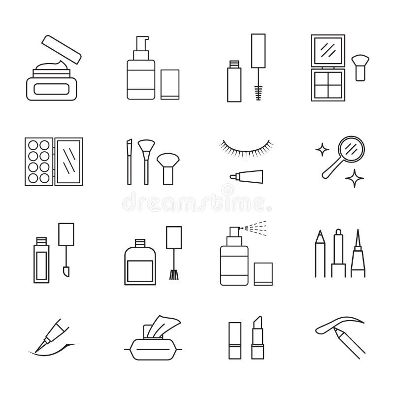 Make Up Sign Black Thin Line Icon Set. Vector Stock Vector ...
