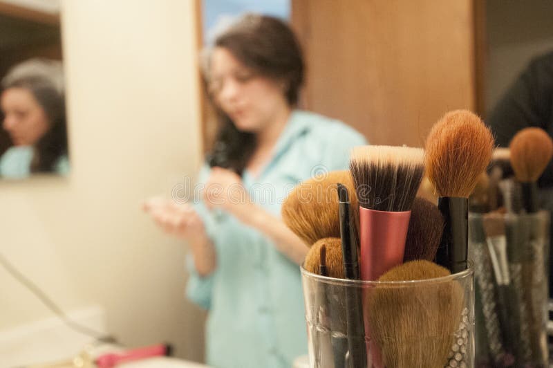 Make up stock image. Image of brushes, bride, cosmetics - 53666457