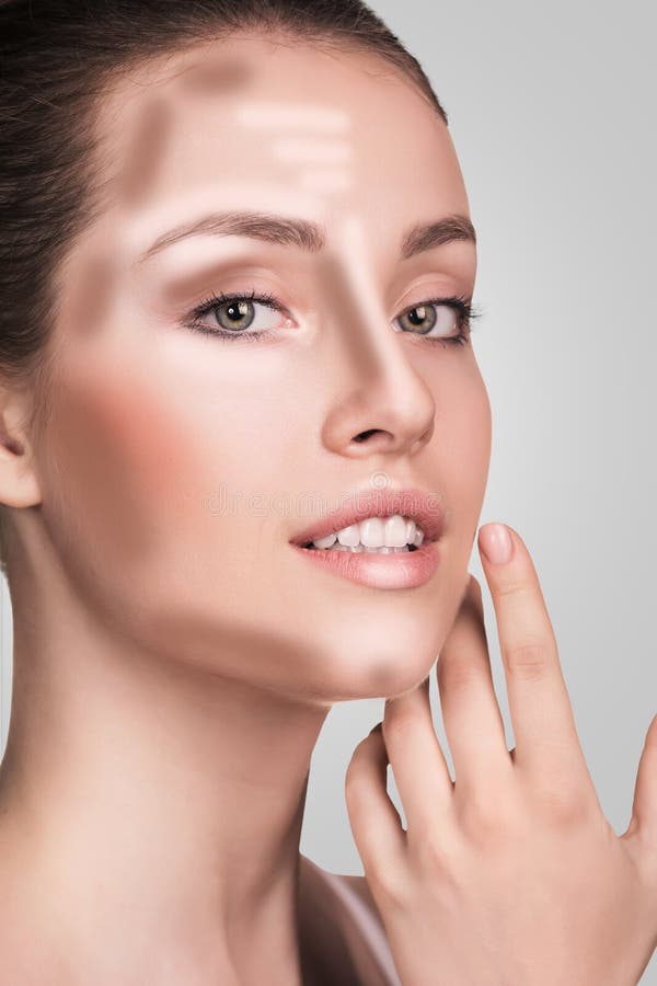 Make Up Woman Face. Contour and Highlight Makeup Stock Photo - Image of ...