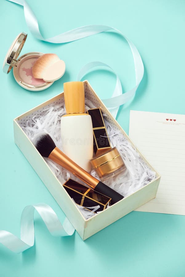 Make Ups and Cosmetics Set Gift. Stock Photo - Image of beauty, mockup ...