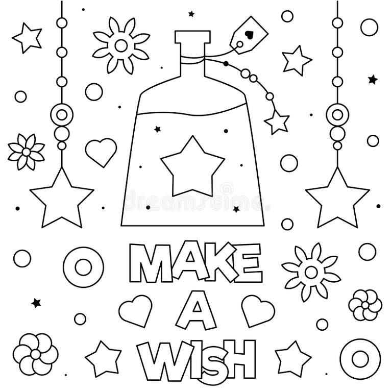 Make a Wish. Coloring Page. Vector Illustration. Stock Vector ...