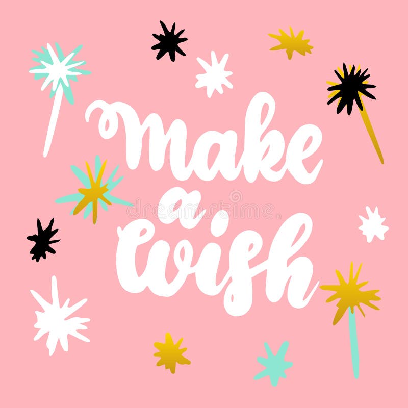 Make a Wish Handwritten Postcard Stock Vector - Illustration of ...