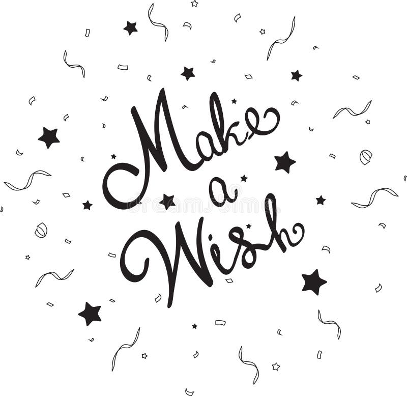 Make a Wish Lettering with Confetti Stock Vector - Illustration of ...