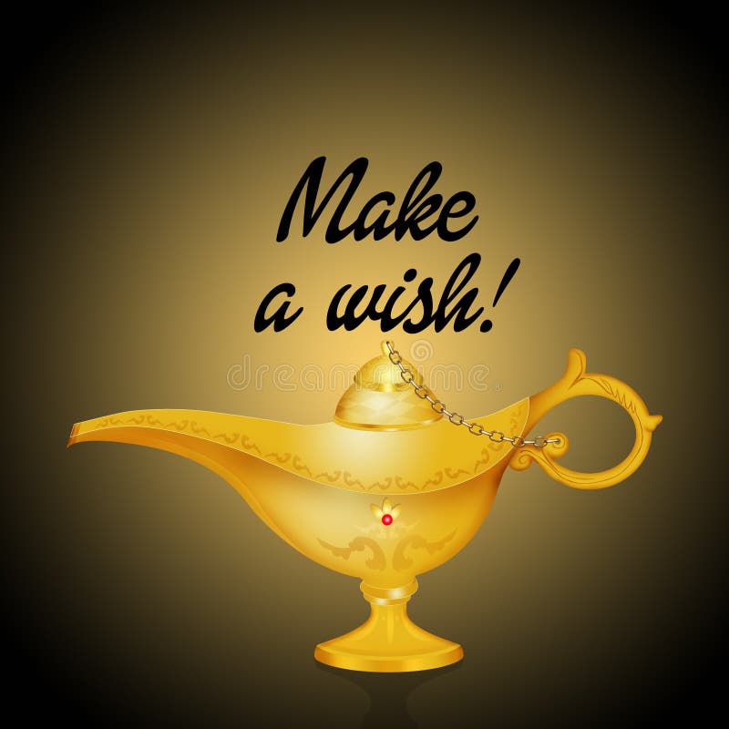 Make a Wish in the Magic Lamp Stock Illustration - Illustration of ...