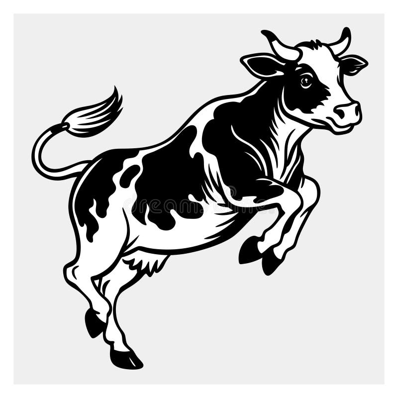 Playful Cow Silhouette Vector Illustration Stock Vector - Illustration ...