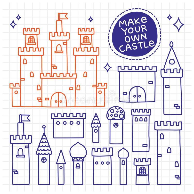 Make Your Own Castle. Hand Drawn Doodle Tower Stock Vector ...