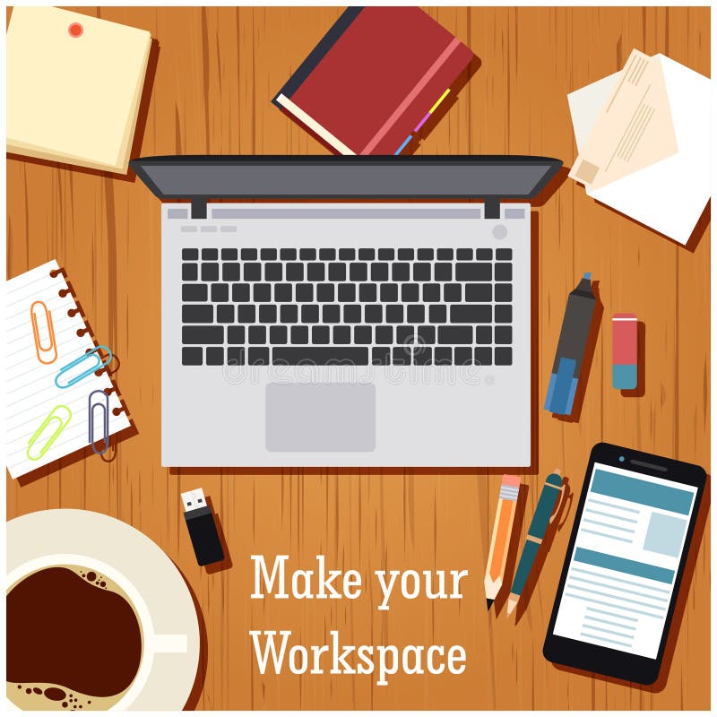 Make Your Workspace Banner1 Stock Vector - Illustration of coffee ...