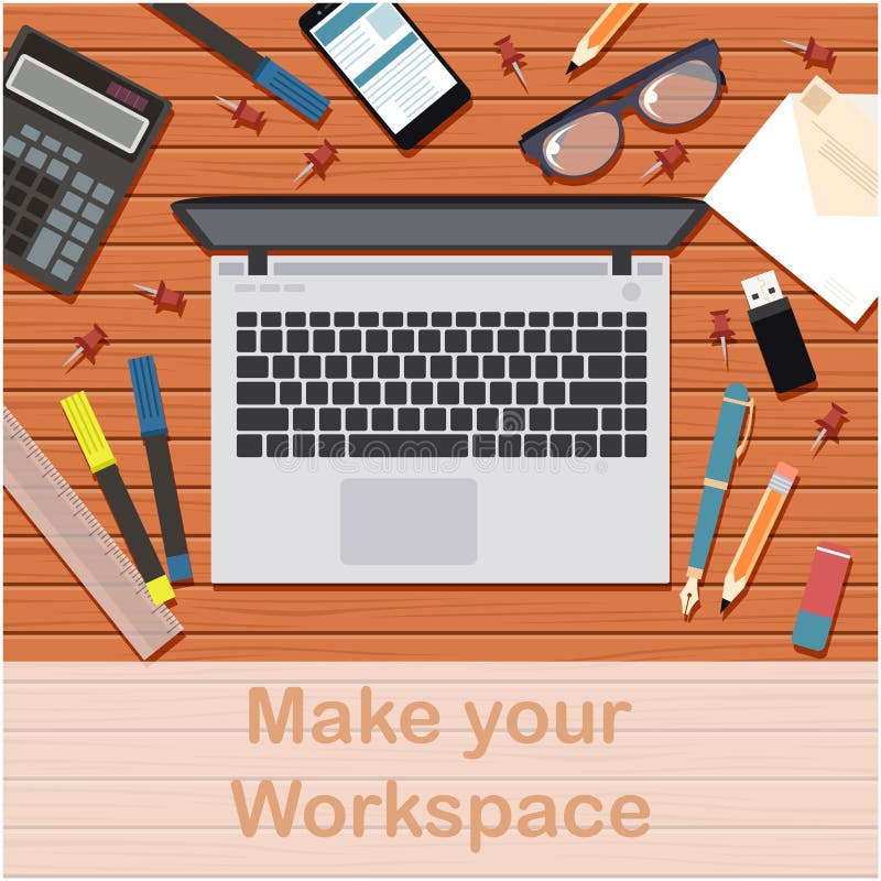 Make Your Workspace Banner3 Stock Vector - Illustration of elements ...