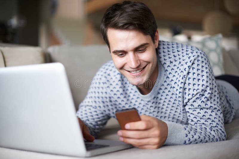 She Makes Him Smile By Just Texting Him A Handsome Young Man Looking