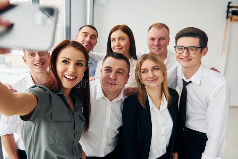 Makes Selfie. Group of People in Official Formal Clothes that is ...