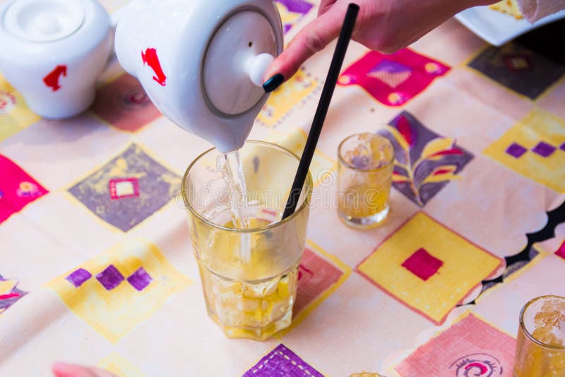 Makes Tea with Boiling Water from a Teapot Stock Image - Image of ...