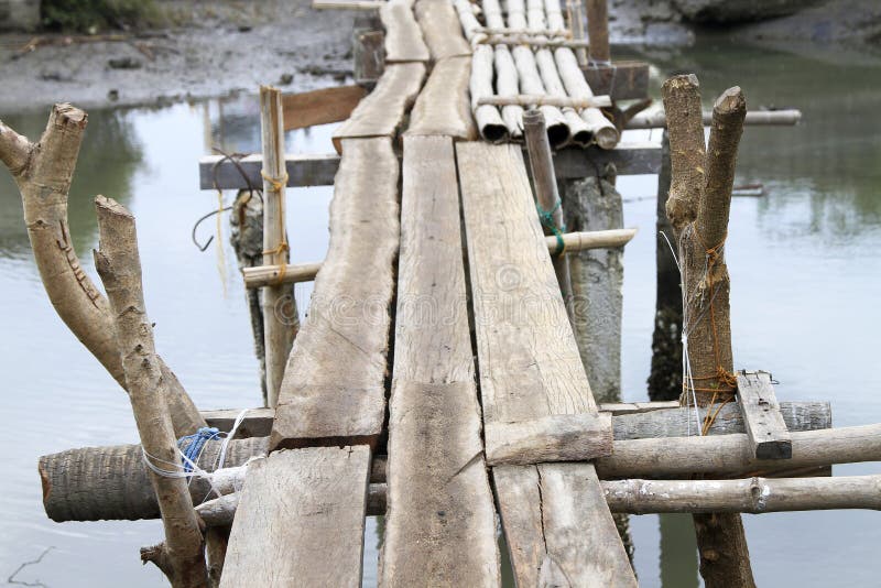 Makeshift Bridge Made of Bamboo and Wood Stock Photo - Image of brook ...