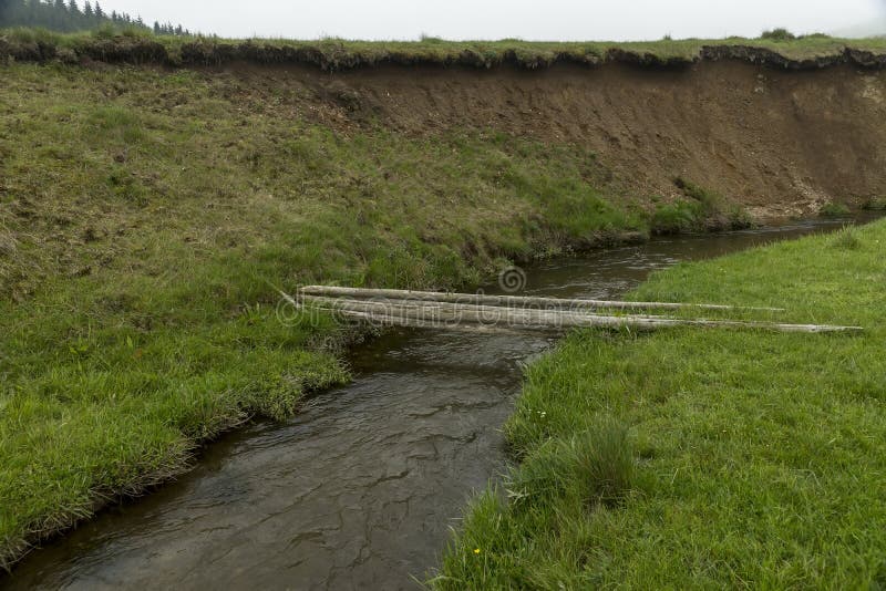 Makeshift Bridge Made Of Bamboo And Wood Stock Photo - Image of brook ...